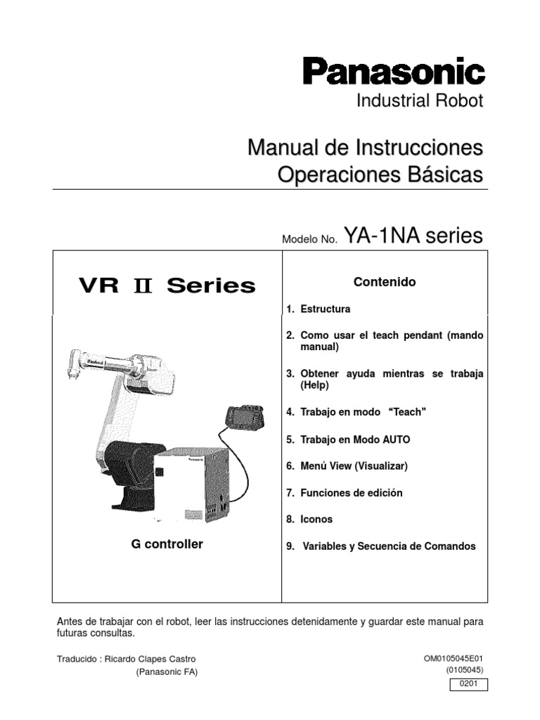 Manual de Instrucciones Robot Panasonic | PDF | Robot | Robótica