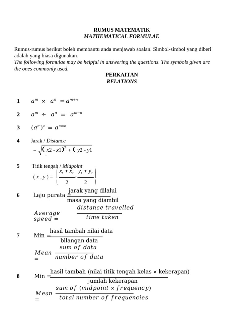 Rumus Math Upsa | PDF | Area | Geometric Objects