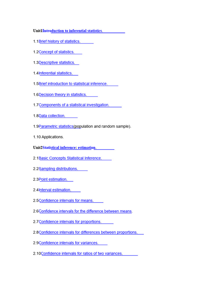 Unit 1 Introduction To Inferential Statistics | PDF | Statistics ...