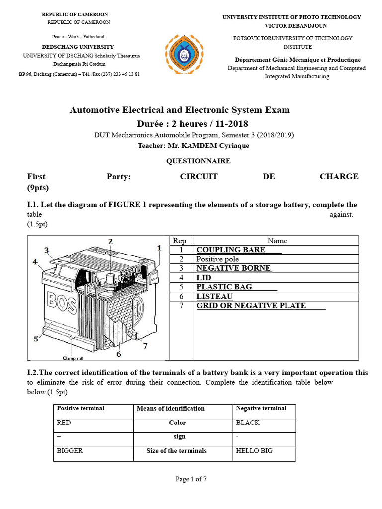 Automotive Electrical Systems Exam Guide | PDF | Electric Power ...