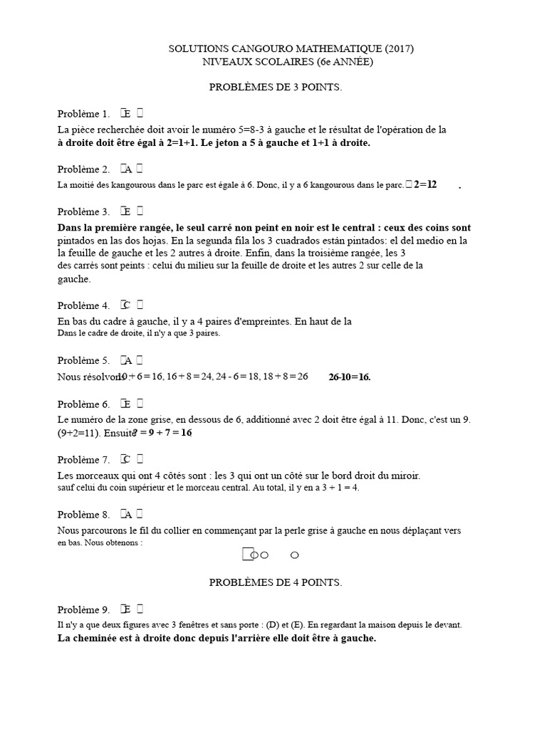 Problèmes de mathématiques 6e année | PDF | Ouverture (échecs ...
