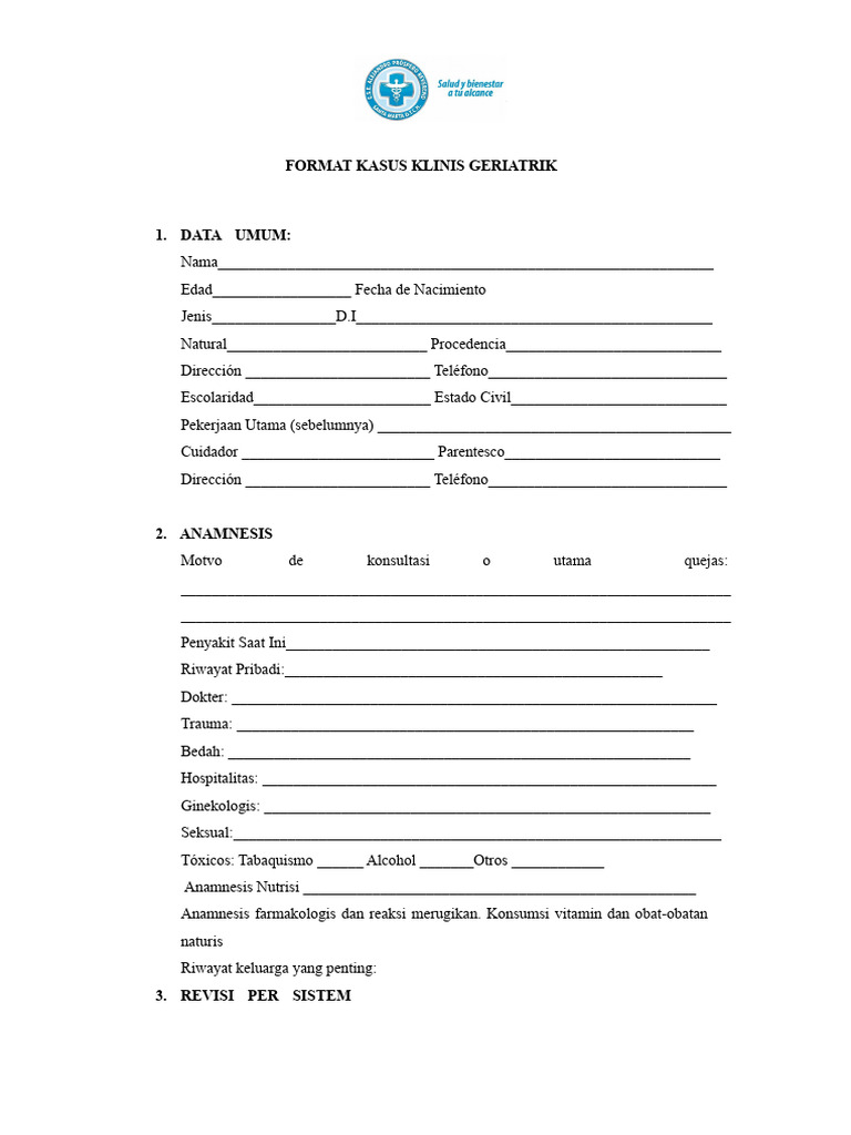 Format Kasus Klinis Geriatrik Lengkap | PDF