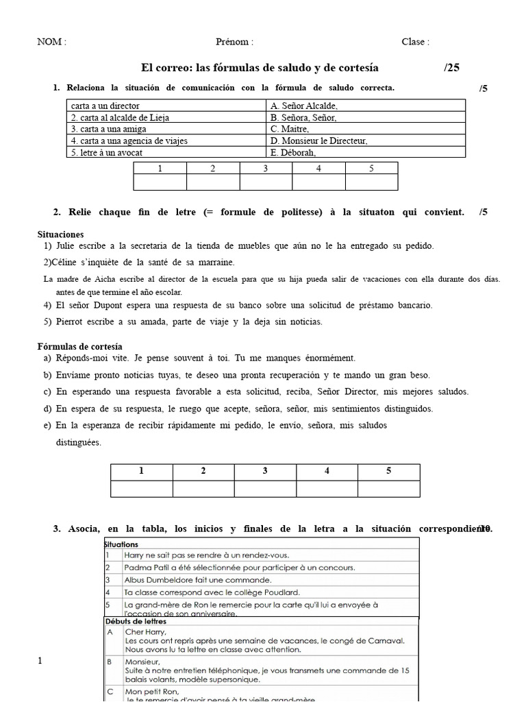 Fórmulas de saludo y cortesía en cartas | PDF