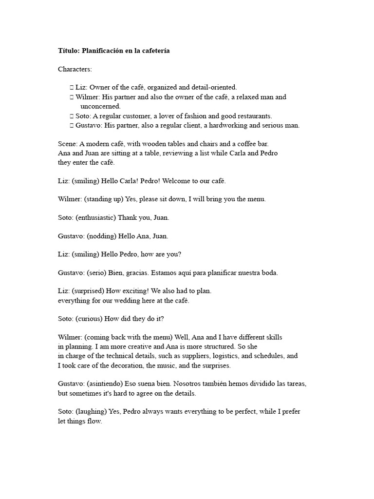Café Chic Play Script | PDF