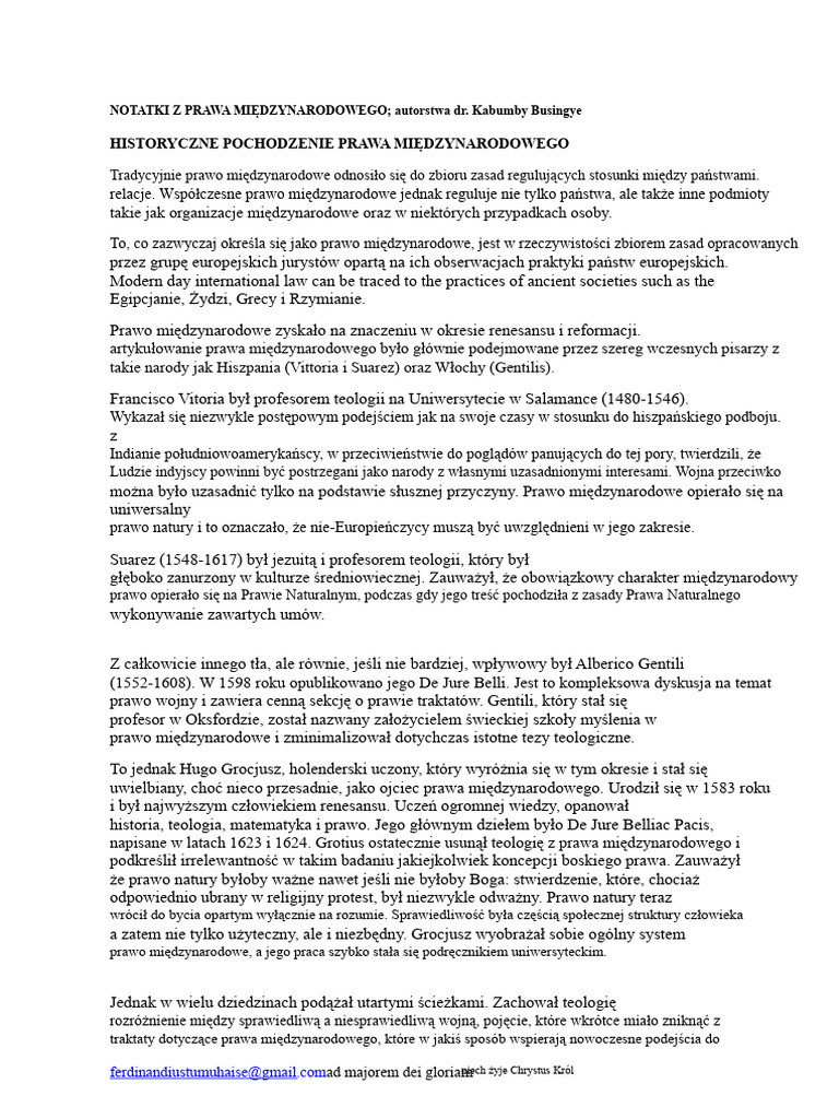 Notatki Z Prawa Międzynarodowego - Dr. Kabumba | PDF