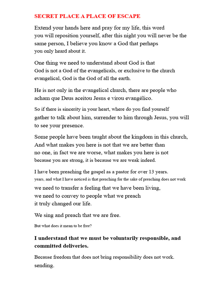 Secret Place A Place of Escape | PDF | God | Jesus