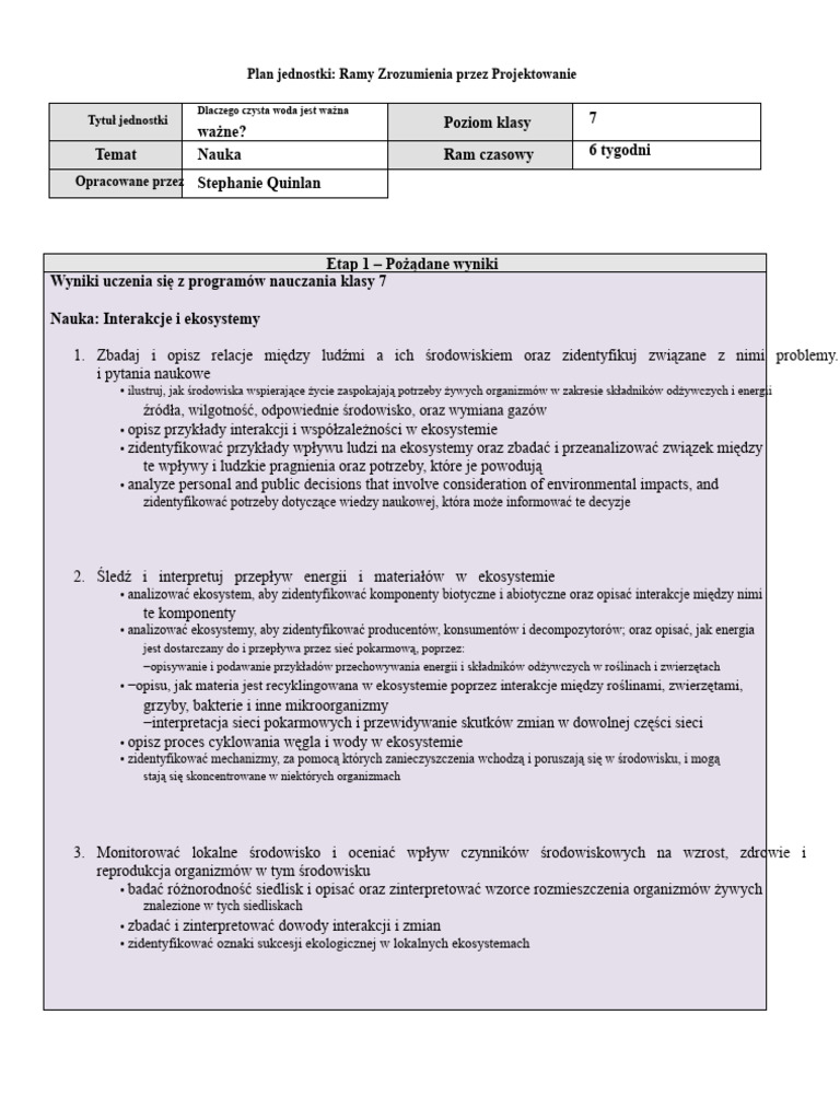 Plan Jednostki Edukacyjnej 535 lt2 | PDF