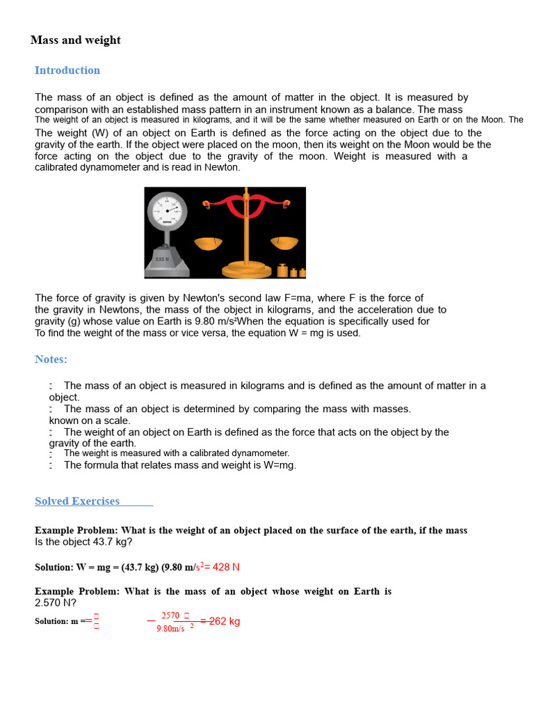 Understanding Mass and Weight Differences | PDF | Weight | Mass