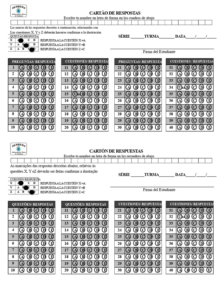 Tarjeta de Respuestas .2 | PDF