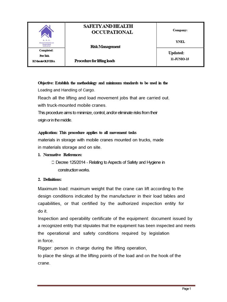 Load Lifting Procedure | PDF | Crane (Machine) | Corrosion