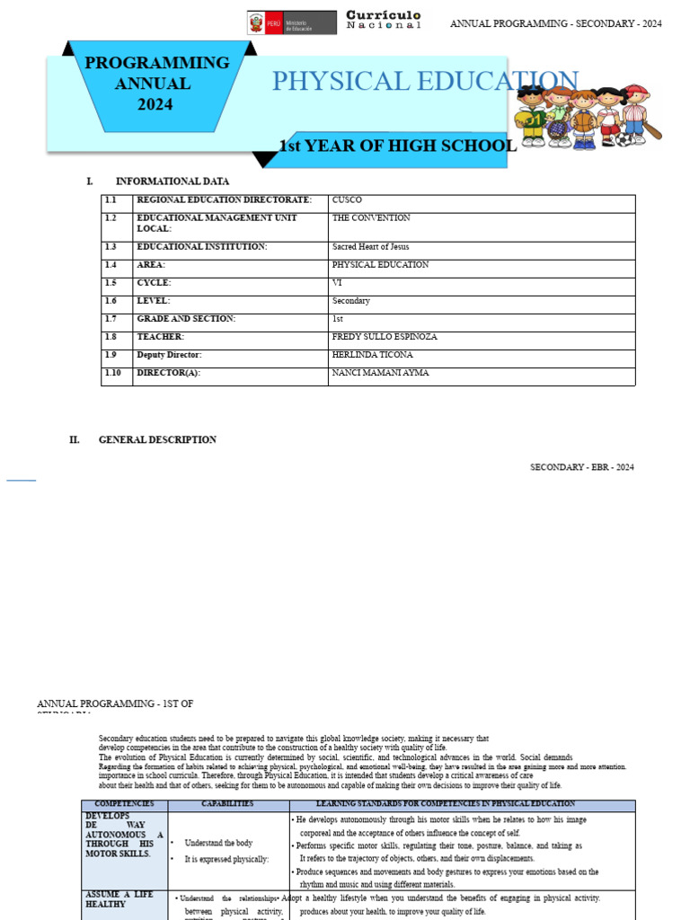 Annual Program Physical Education 1° - 2024 | PDF | Physical Education ...