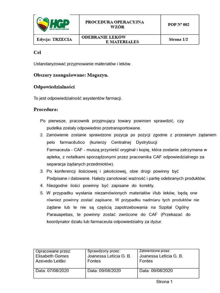POP 002 - Odbiór Towarów Zaktualizowany 2021 | PDF