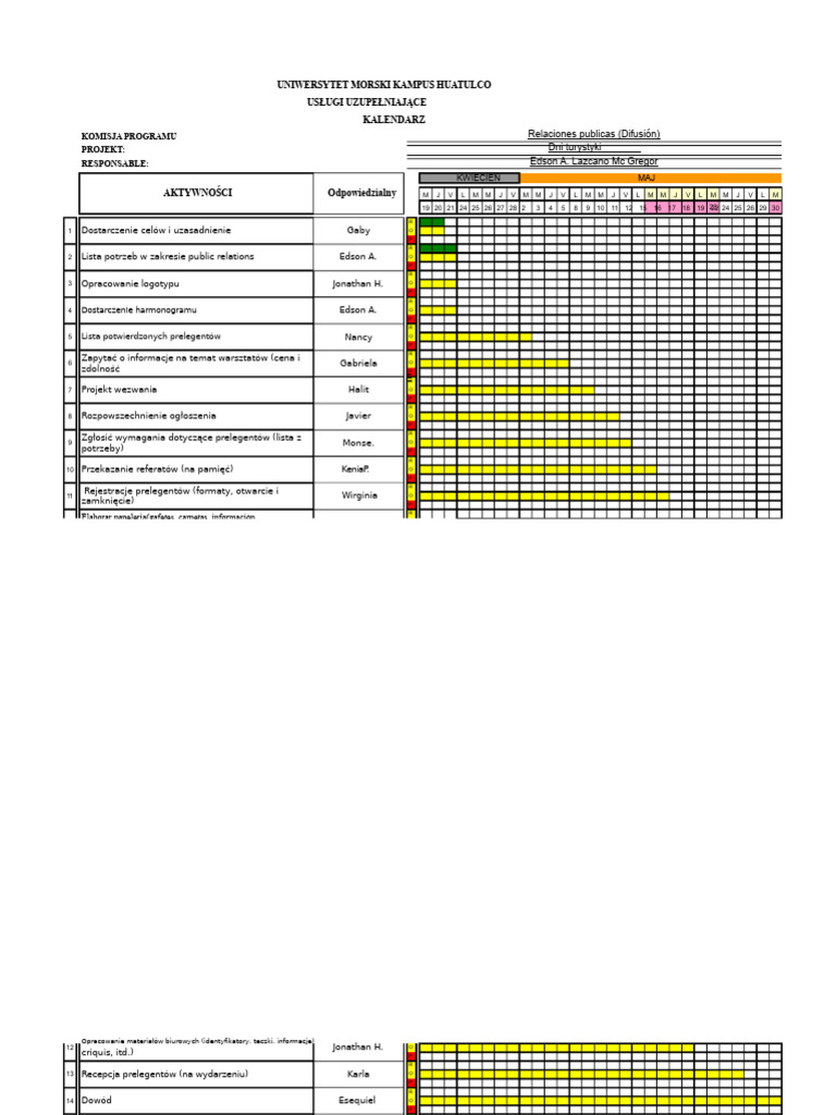 Harmonogram Działań: Public Relations | PDF