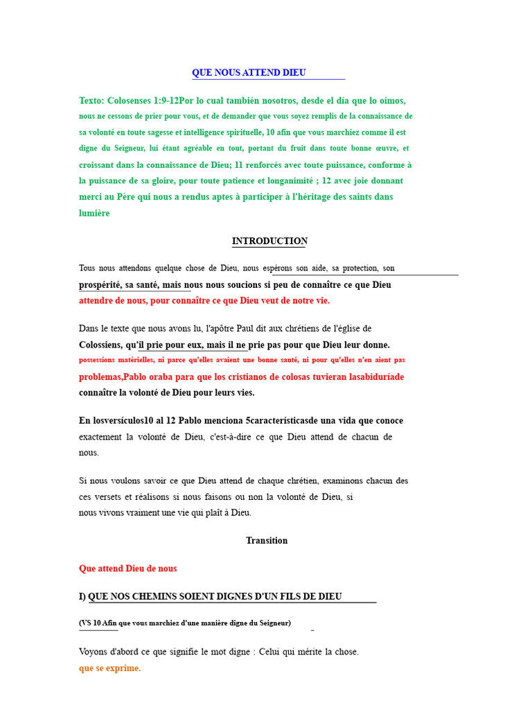 Ce que Dieu attend de nous en Christ | PDF | Dieu | Attitude psychologique