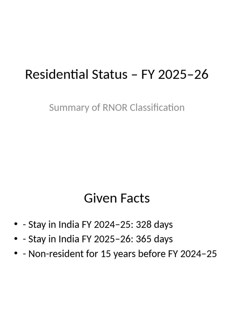 RNOR Residential Status Income Tax | PDF