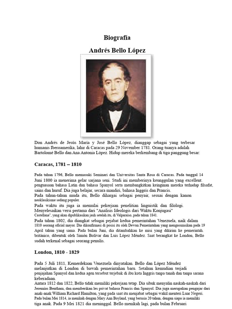 Biografi Andres Bello | PDF