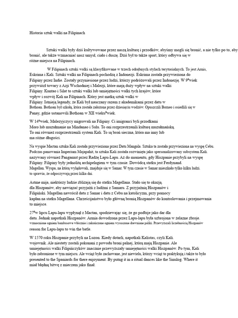 Historia Sztuk Walki Na Filipinach | PDF