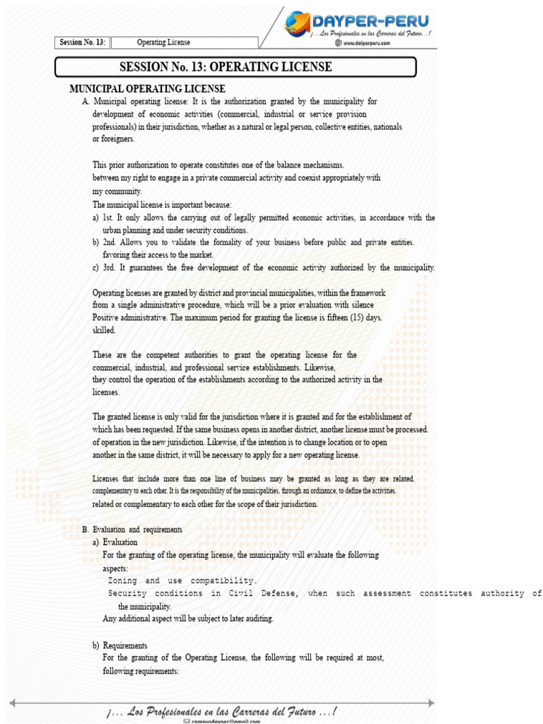 Municipal Operating License Guide | PDF | Business