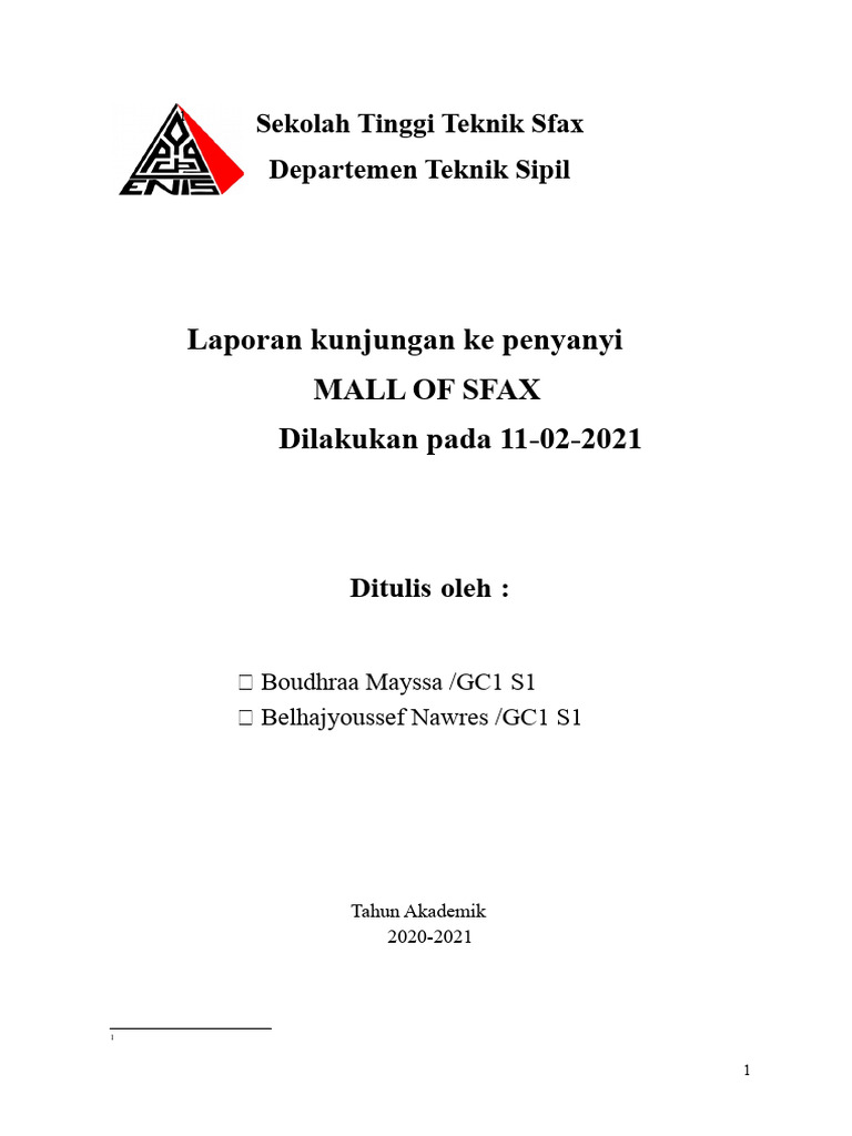 Laporan Kunjungan Proyek Mall Sfax | PDF