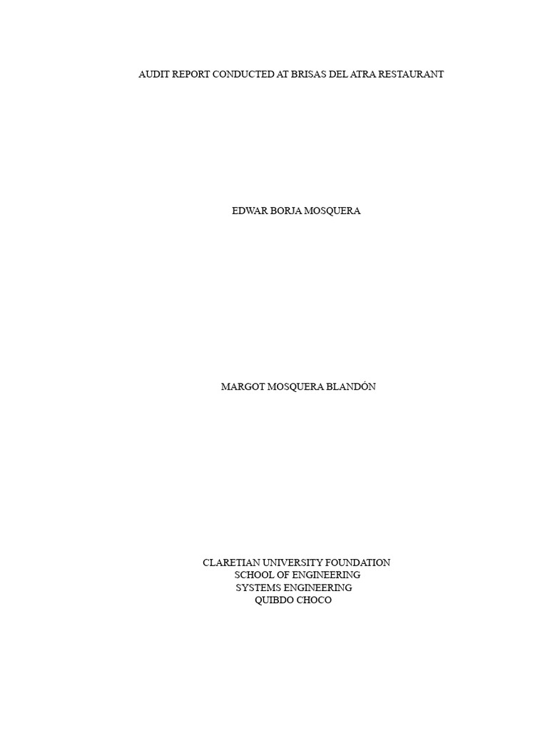Restaurant Audit | PDF | Audit | Computer Security