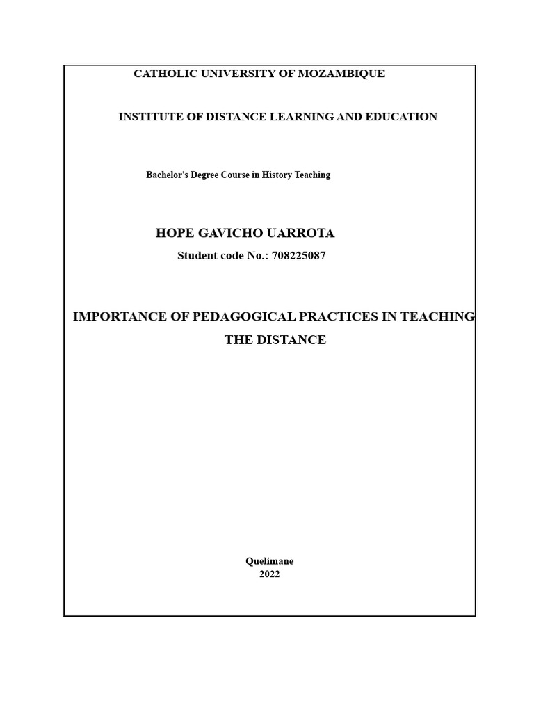Importance of Pedagogical Practices in Distance Education | PDF ...