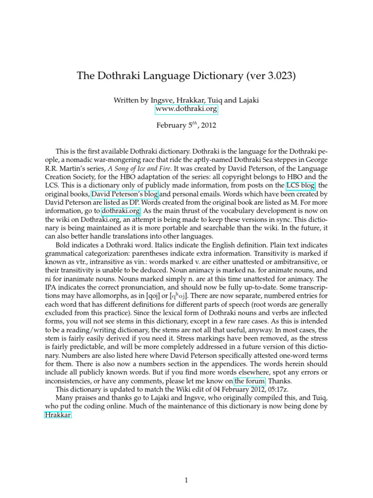Dothraki | PDF | Linguistics | Linguistic Typology