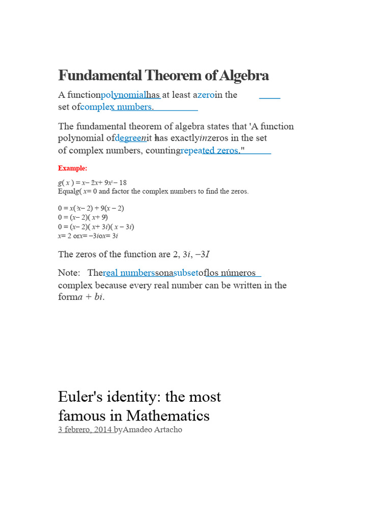 Understanding the Fundamental Theorem of Algebra | PDF | Numbers ...
