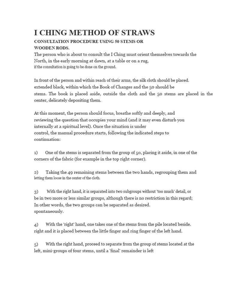 I Ching Straw Consultation Guide | PDF | Mathematics