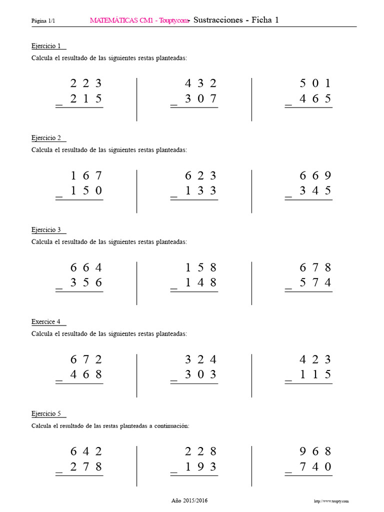 Sustracción cm1 2 | PDF | Matemáticas