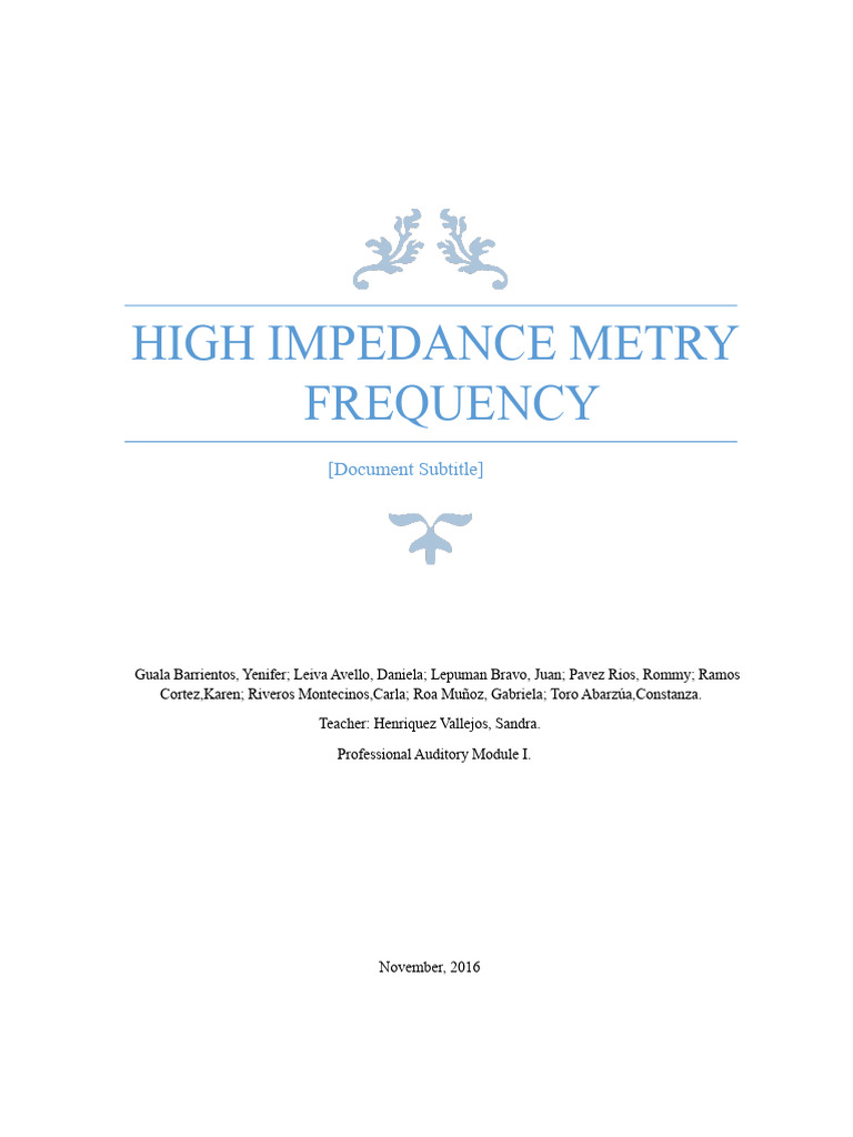 High-Frequency Impedance Measurement | PDF | Sound