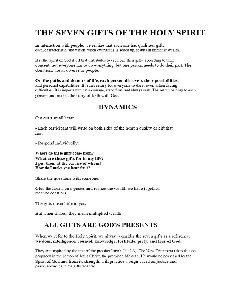 Understanding the Seven Holy Spirit Gifts | PDF | Christian Belief And ...