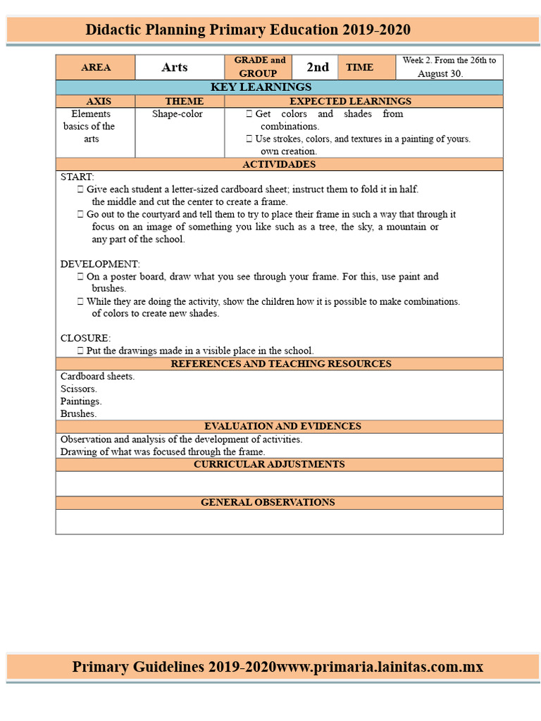 August - 2nd Grade Arts (2019-2020) | PDF
