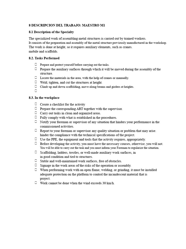 Job Description Master M1 | PDF