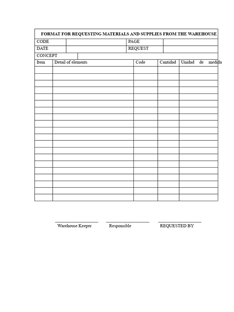 Format For Requesting Materials and Supplies From The Warehouse | PDF
