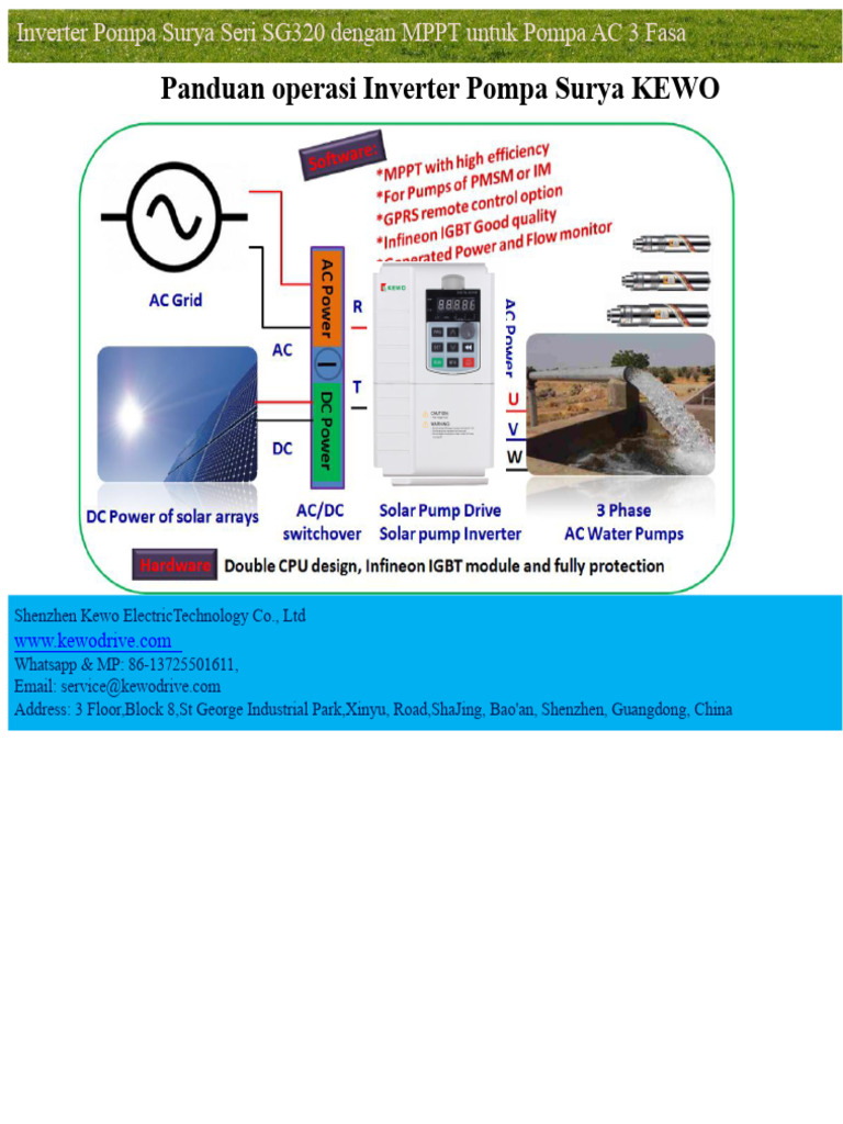 Inverter Pompa Surya SG320 untuk Pompa AC | PDF