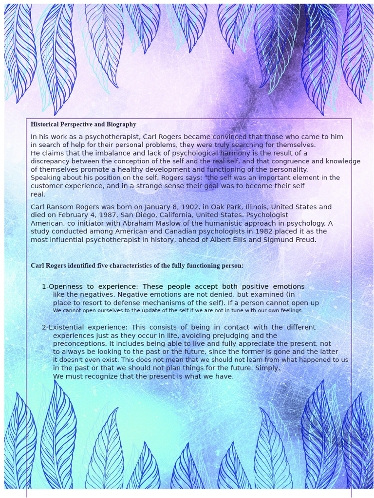Aspects of Fully Functional Personality by Rogers | PDF | Psychology ...