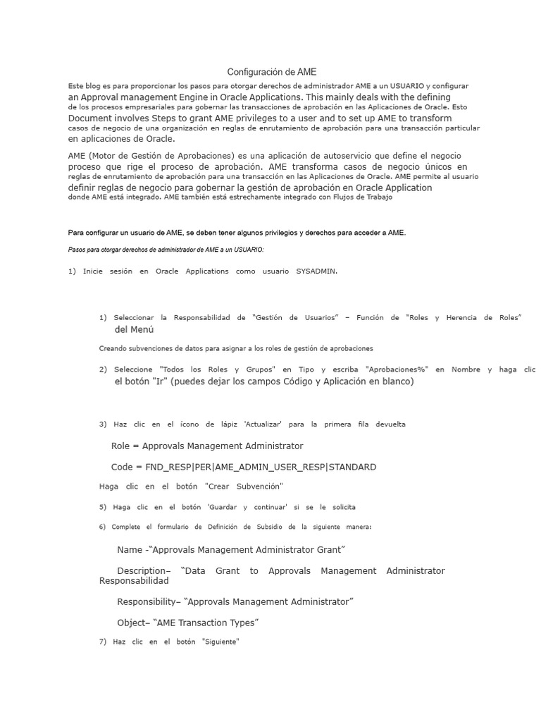 Configuración de AME en Oracle Applications | PDF | Informática ...