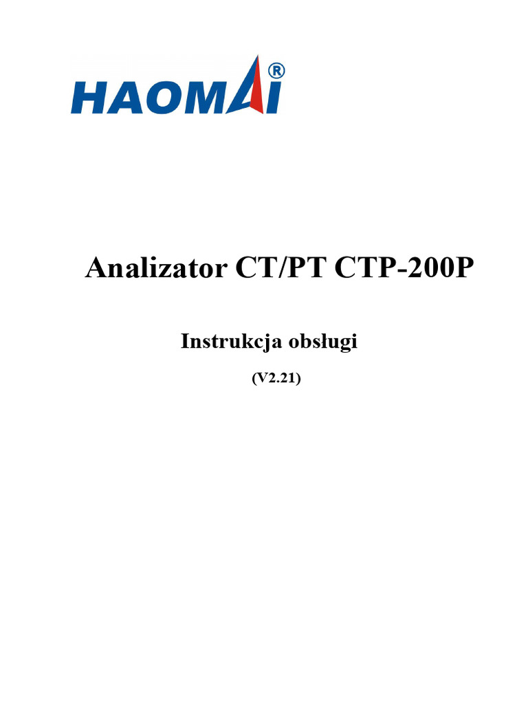 Podręcznik Użytkownika Dla Analizatora CTPT CTP-200P (V2.21) - 2 | PDF