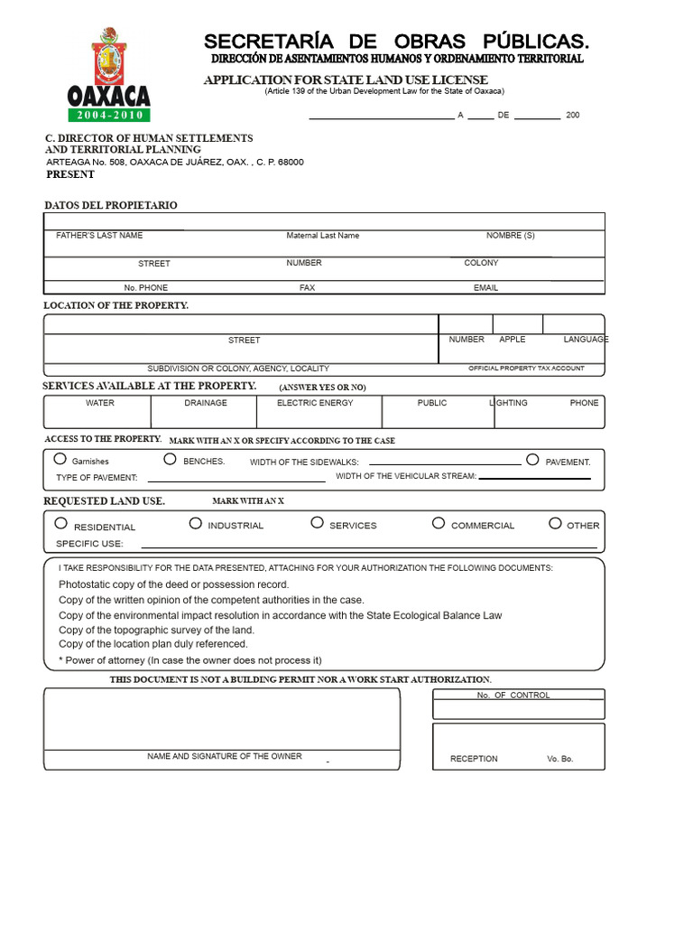 Application For State Land Use License | PDF