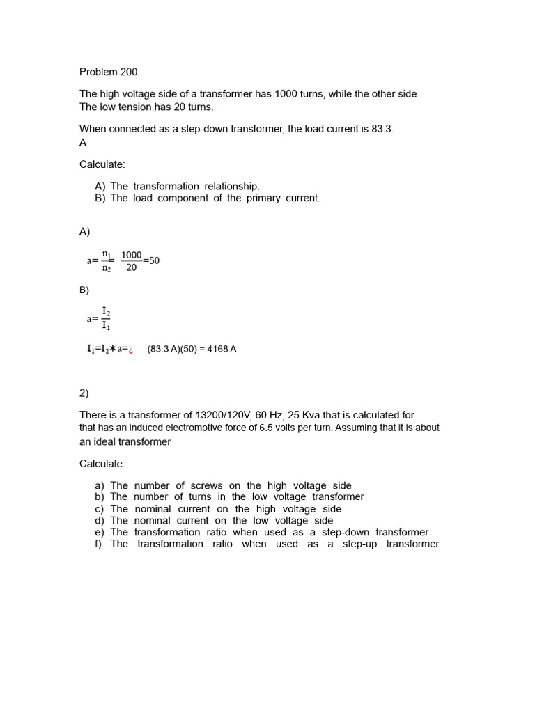 Transformer Calculations and Analysis | PDF | Transformer | Mains ...