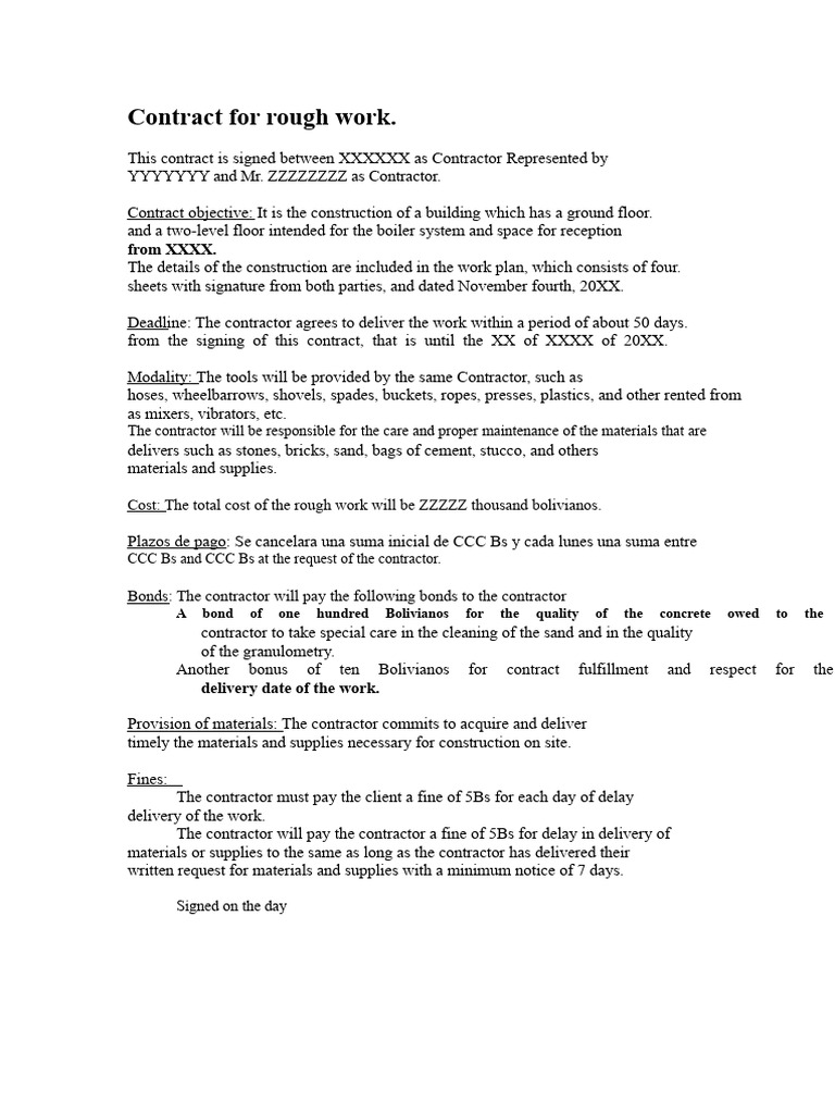 Rough Work Contract | PDF