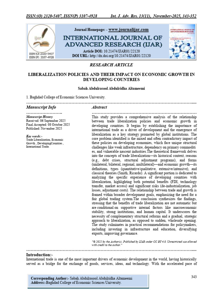LIBERALIZATION POLICIES AND THEIR IMPACT ON ECONOMIC GROWTH IN ...