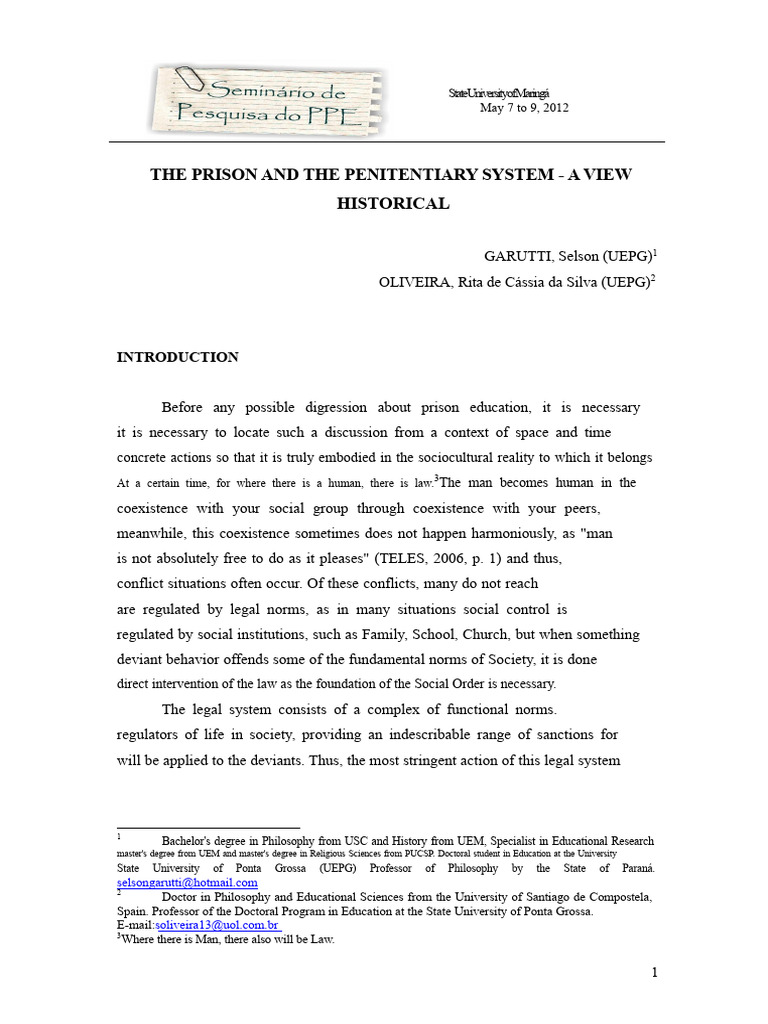 The Prison and The Penitentiary System - A Historical Perspective | PDF ...