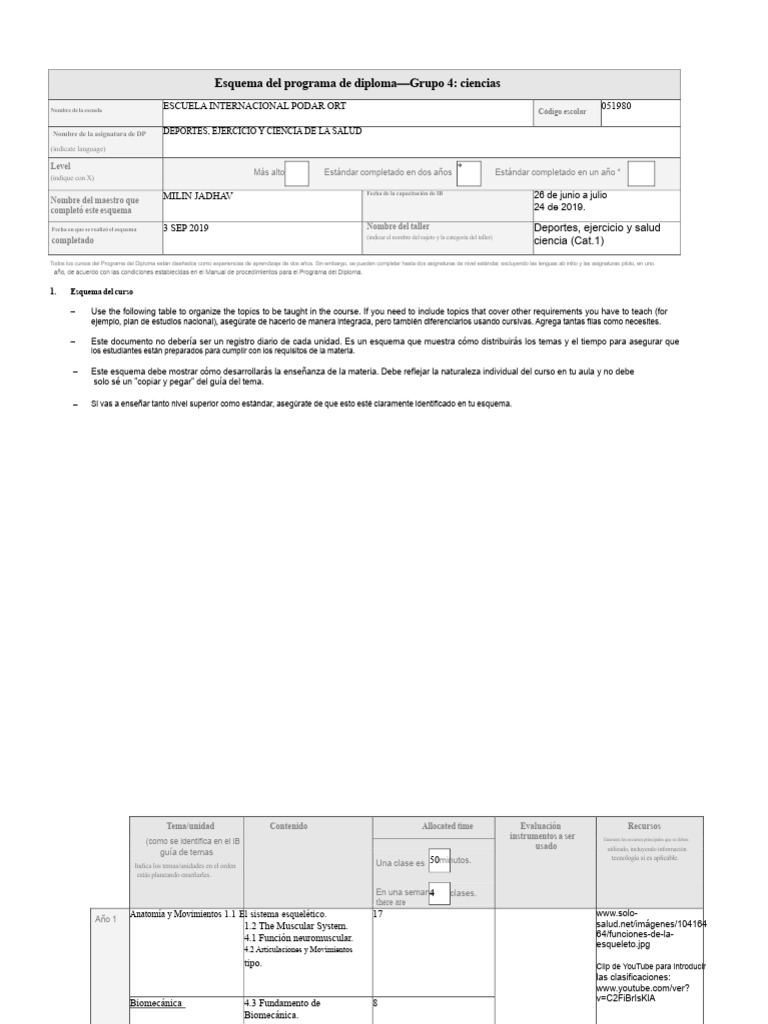 Esquema del Curso de Sehs Sl | PDF | Nutrición | Dieta y nutrición