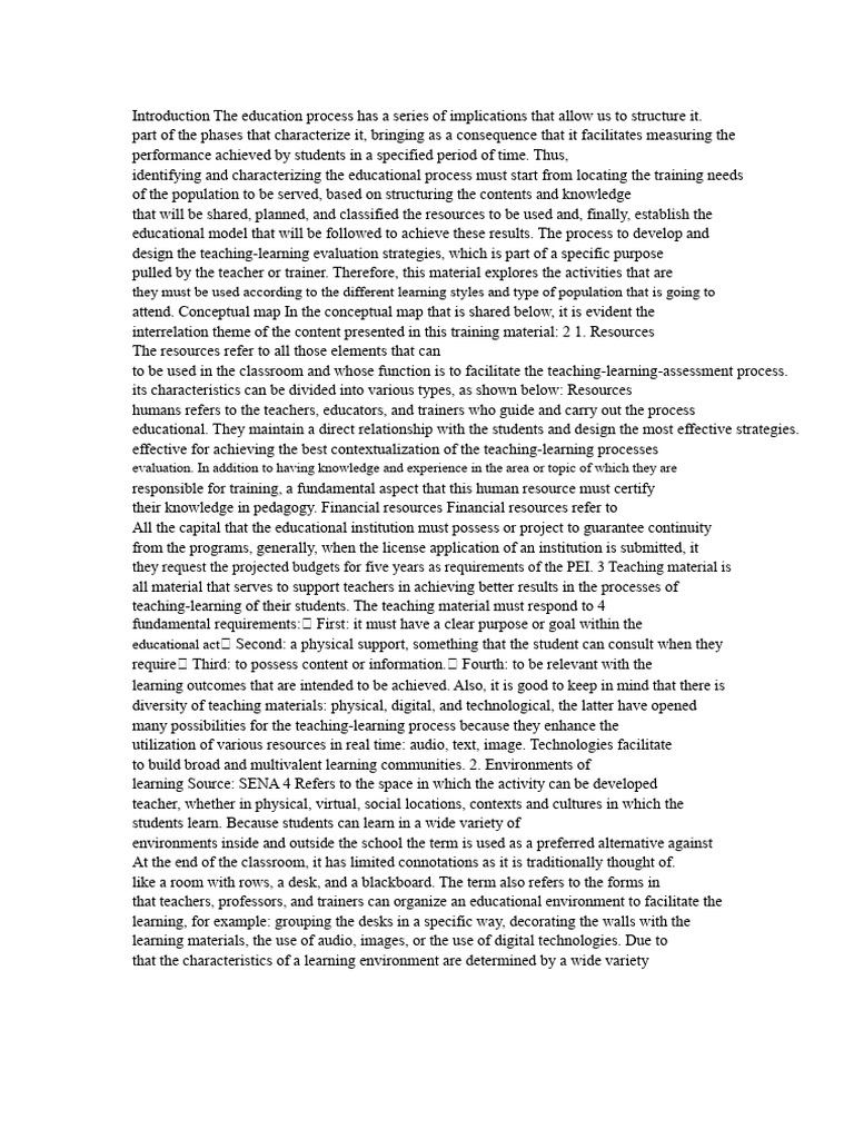 Introduction The Educational Process Has A Series of Implications That ...