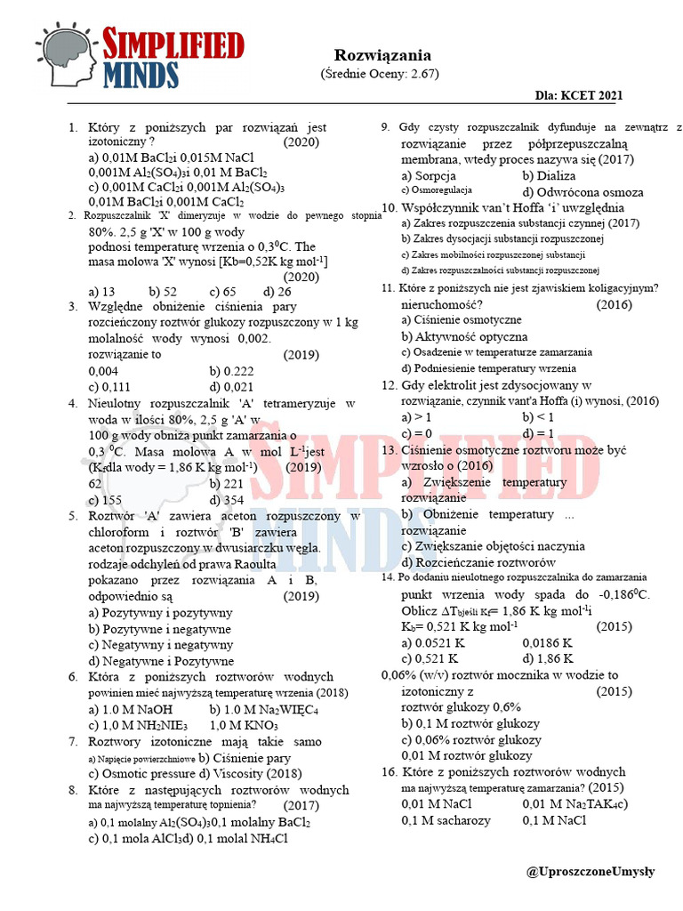 2.rozwiązania KCET PYQs | PDF