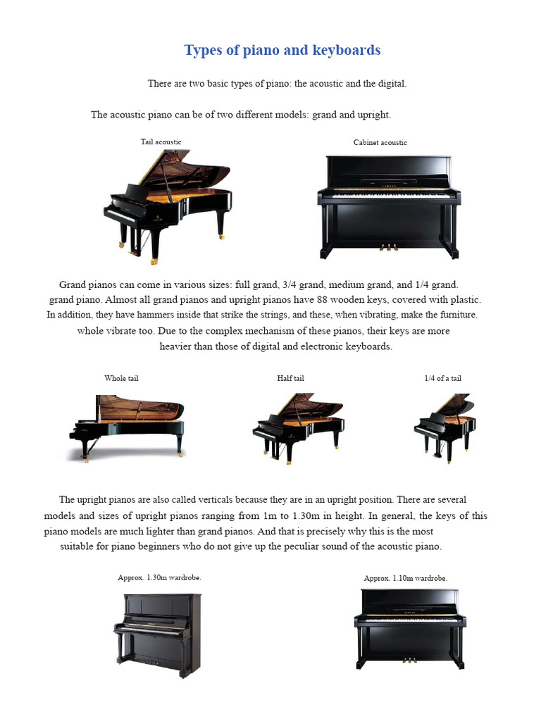 Types of Pianos and Keyboards Explained | PDF | Piano | Music Production