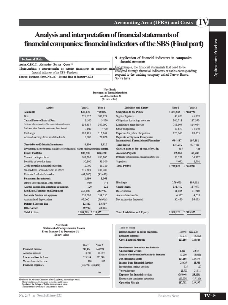 Financial Statement Analysis for Banks | PDF | Expense | Income