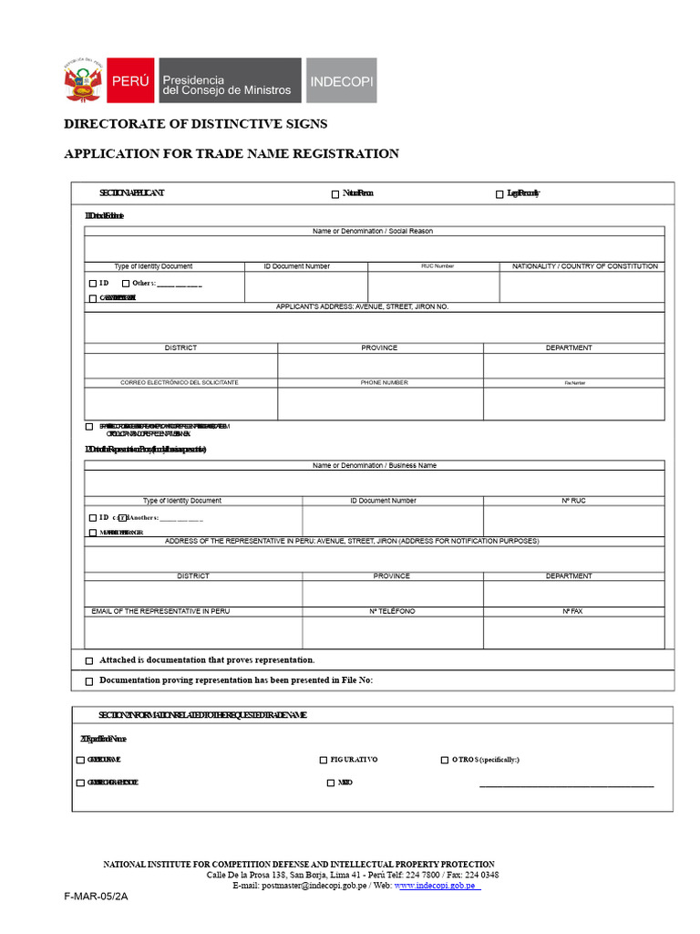 Trade Name Registration Application Form | PDF