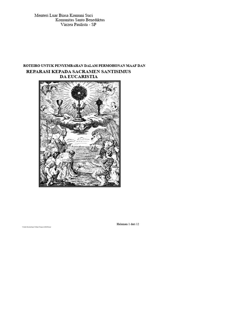 Roteiro Penyembahan Ekaristi Santo Benediktus | PDF